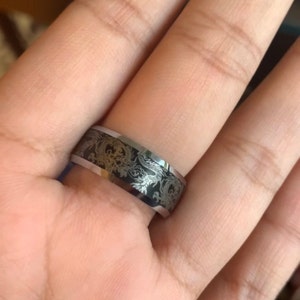 Engraved Black Tungsten Dragon Wedding Band Ring, Traditional Dragon ...