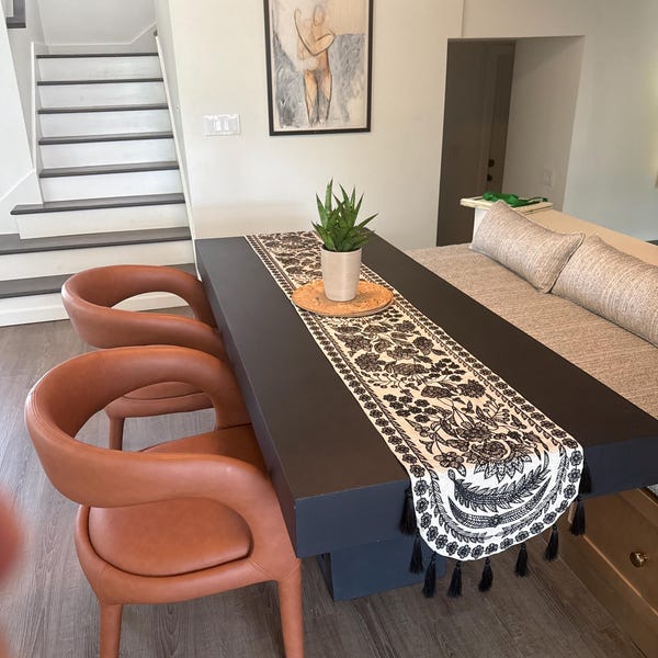 Teal Floral Indian Table Runner Hand Embroidered Table Runner Blue ...