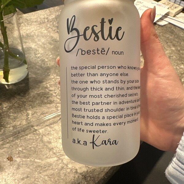 Bestie Glass Cup Personalized With Name Best Friend Gift Idea Friend's ...