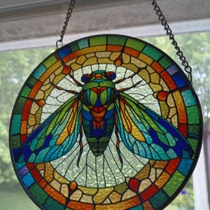 Cicada Suncatcher: Vibrant Insect Glass Window Hanging - Etsy