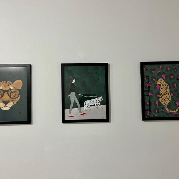 Cheetah Printable Wall Art, Leopard Print, Pink Green Animal Print ...