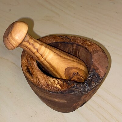 Olive Wood Natural Mortar & Pestle 8 Cm, Pestle and Mortar, Gift for ...