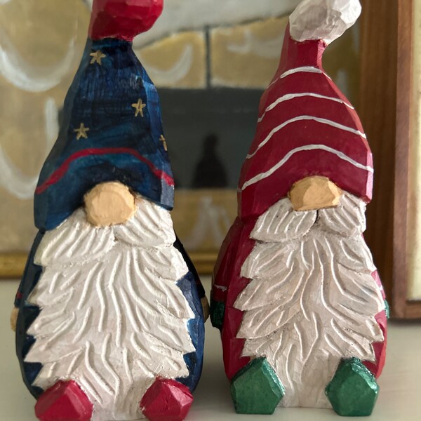 Hand Carved Wooden Folk Art Triangle Santa Claus Figure - Etsy