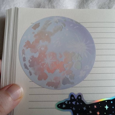 Holographic Pale Blue Moon Vinyl Sticker - Etsy