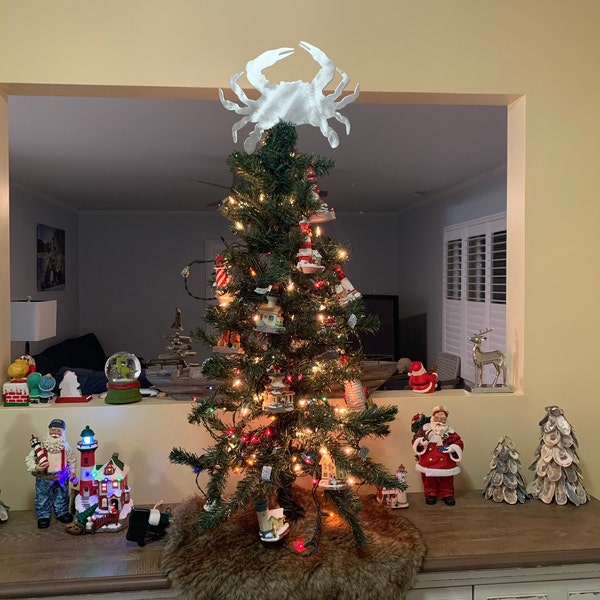Crab, Christmas, Tree Topper, Beach Home Decor, Wall Hanging or Yard ...