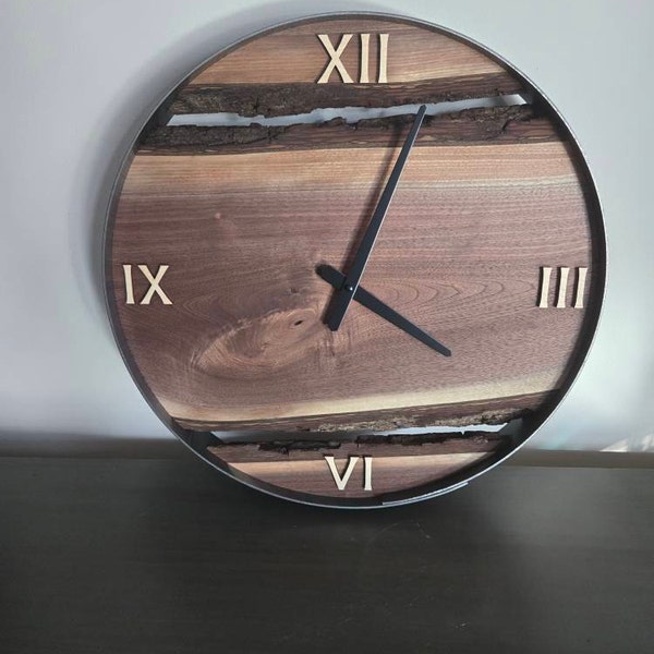 Made to Order, 18 Diameter Black Walnut Live Edge Wood Wall Clock ...