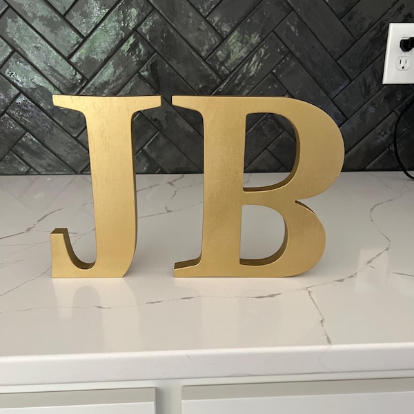 Custom Gold Freestanding Wooden Letters for Shelf Decor and Birthdays ...