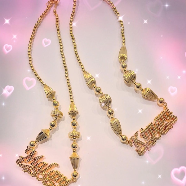 Double Layer Nameplate With Heart, Custom Name Necklace, 3D Double ...