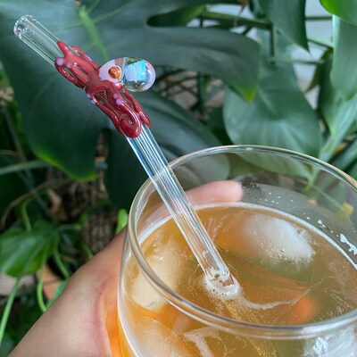 Double Mushroom GLASS STRAW Boba Straws Smoothie Straws - Etsy
