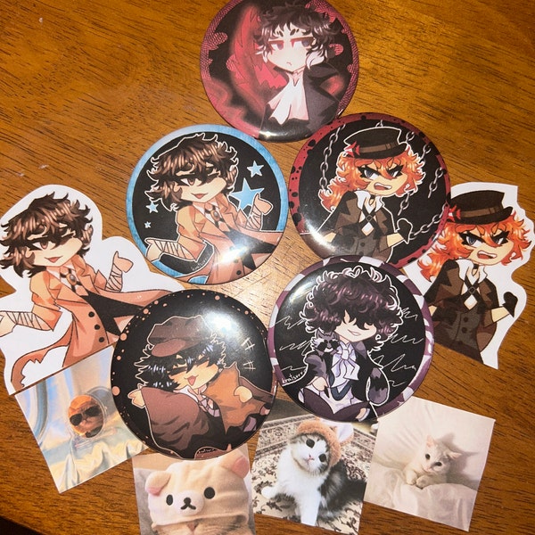 BSD Bungou Stray Dogs Pins - Osamu Dazai, Nakahara Chuuya, Edgar Allan ...