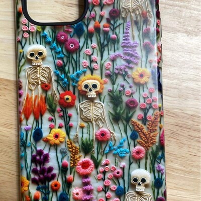 Boho Summer Floral Faux Embroidery Phone Case Romantic Cottagecore ...