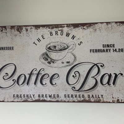 Coffee Bar Sign Freshly Brewed Coffee Beans Artwork Large Wall - Etsy