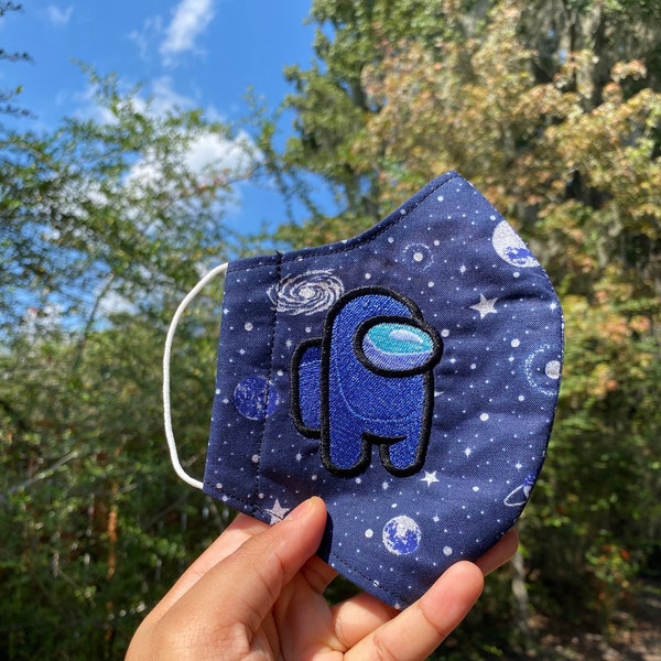 Among Us Embroidered Reusable Face Mask made With Galaxy Cotton Fabric ...