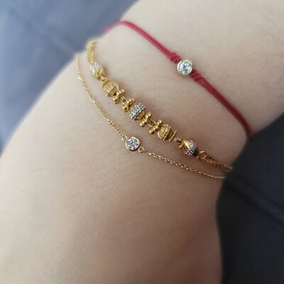 Diamond Single Bezel Bracelet, Simple Diamond Bracelet, Solitaire ...