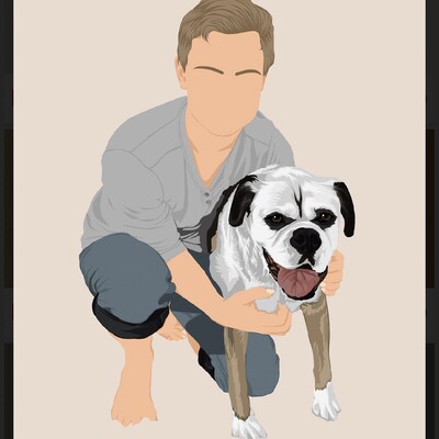 Custom Minimal 2 People Faceless Illustration Cartoon Portrait From ...