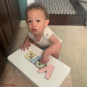 Personalized Puzzle Stool White Finish. - Etsy
