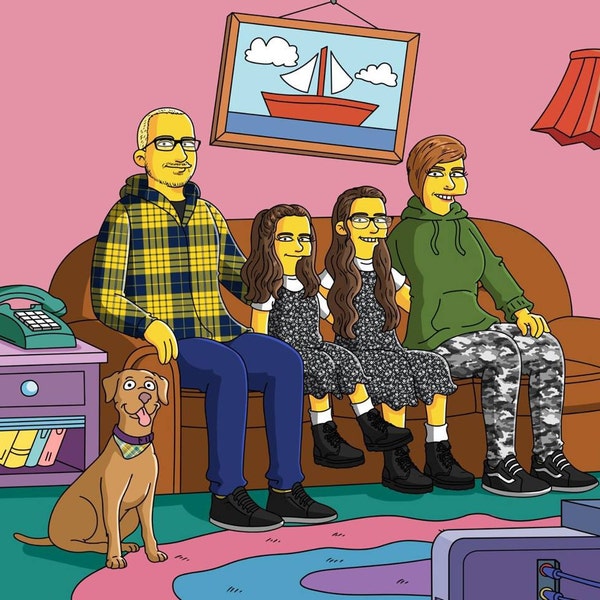 Custom Yellow Characters, Personalized Art, Yellow People Portrait ...