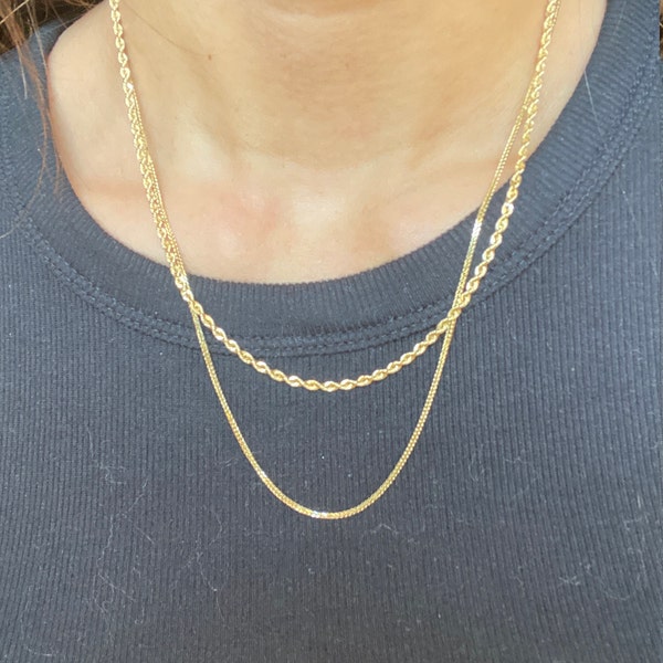 Genuine 14K Gold Rope Chain, 14K Real Gold Rope Chain, Ladies Gold ...