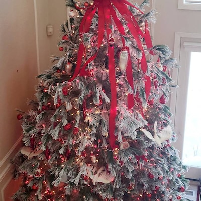 Rustic Christmas Tree Topper Bow Large Christmas Bow Tree - Etsy