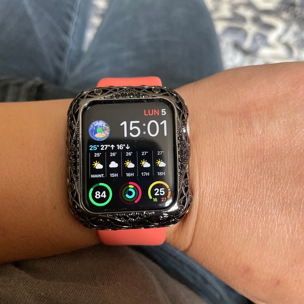 Apple Watch Bezel Cover Black on Black Smartwatch Bumper Crystals 38mm ...