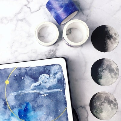 45 Pcs Full Moon Sticker, Silver Moon, Astrology Stickers, Scrapbook ...