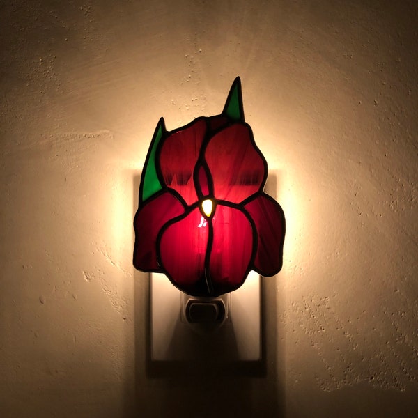 Stained Glass Pink Rose Night Light - Etsy