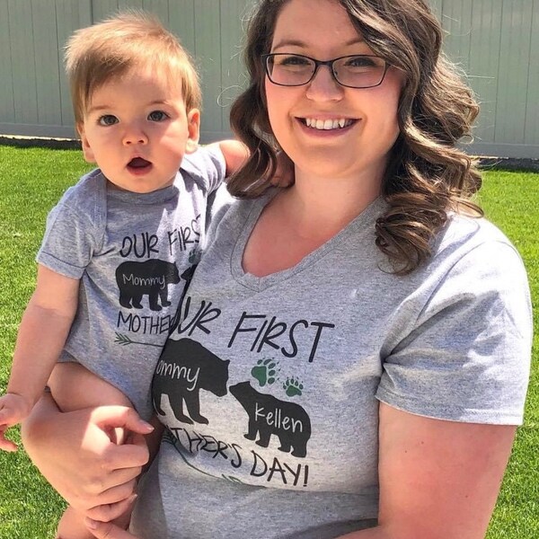 First Mothers Day Shirt Set Matching Mama Mommy Baby Bear Matching ...