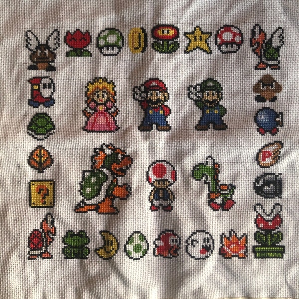 Super Mario Sampler -retro Video Game Super Mario - Cross Stitch ...