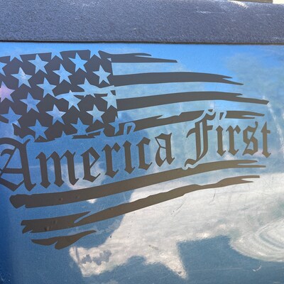America First Distressed Flag U.S. Car Window Decal Bumper Sticker ...
