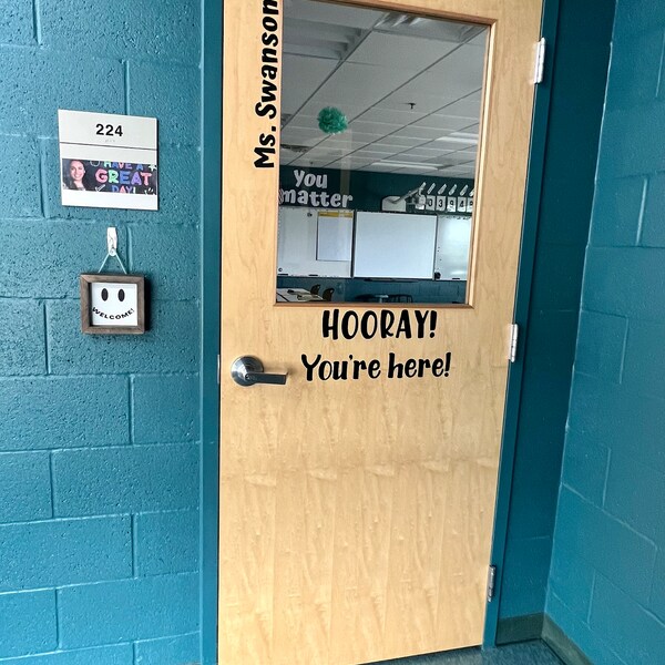 Hooray You're Here Classroom Door Decal, School Door Decal, Classroom ...