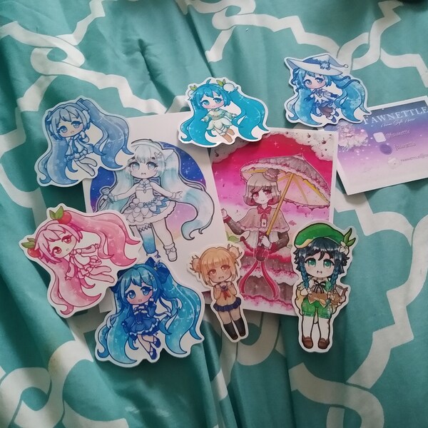 Vocaloid Chibi Miku, Rin, and Len Stickers [cute Kawaii Anime Laminated ...