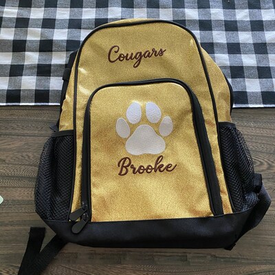 Personalized Embroidered GLITTER Backpack Cheer Bag Sports - Etsy