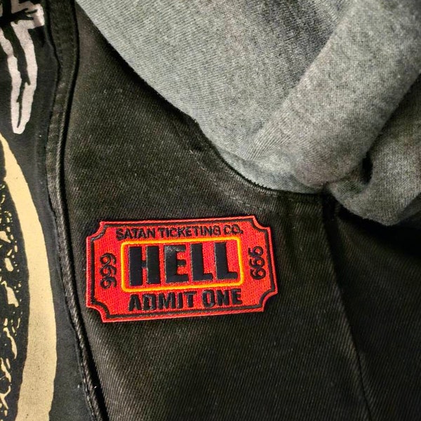 Ticket to Hell Admit One Iron on Embroidered Patches for Denim Jackets ...