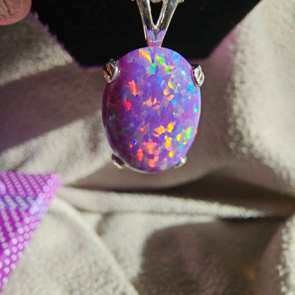 Large Rainbow Aurora Opal Ring, See Video 13x18mm Lab Created Opal ...