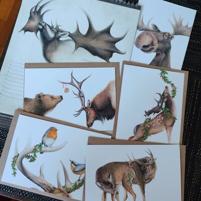 Moose Card, Birthday Card, Greeting Card, Whimsical Card, Blank Cards ...