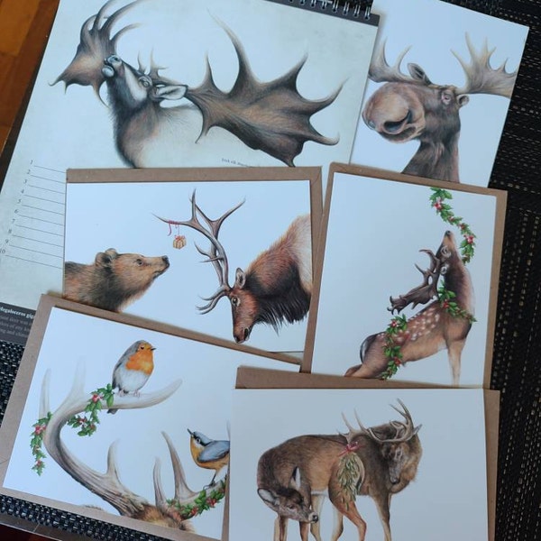 Funny Birthday Animal Cards, Set of 6, Greeting Cards Handmade, Card ...