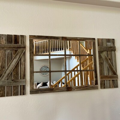 8 Pane Farmhouse Wall Decor Window Mirror Rustic Window Mirror Rustic ...