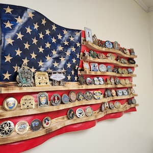 Challenge Coin Display, Waving Flag, Handmade, Challenge Coin Holder - Etsy