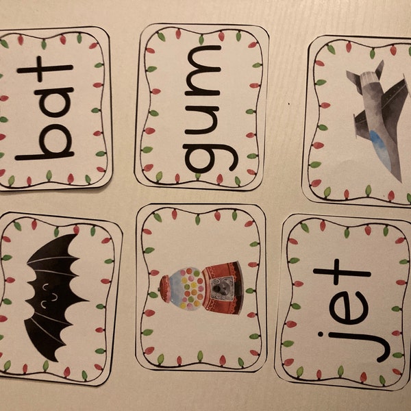 Christmas CVC Matching Cards, Christmas Preschool Printable, Christmas ...