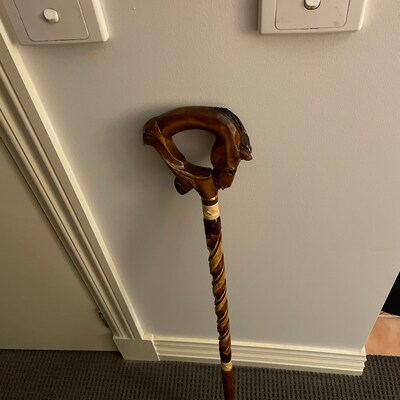 Phoenix Cane Walking Stick Wooden Carved Hand Head Walking Cane Old ...