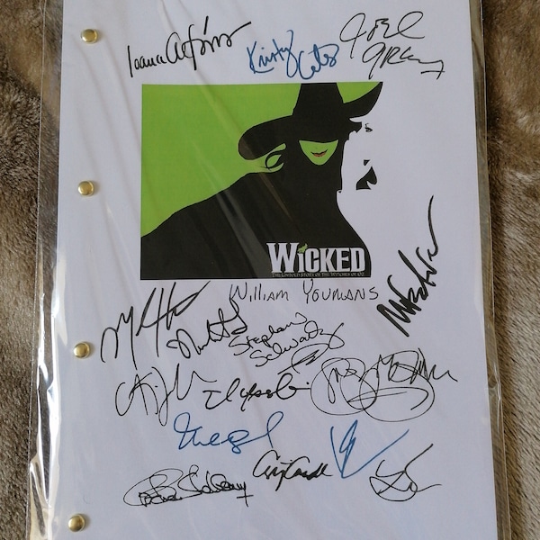 Wicked Broadway West End Musical Script With Signatures, Autographs Reprint - Kristin Chenoweth ...