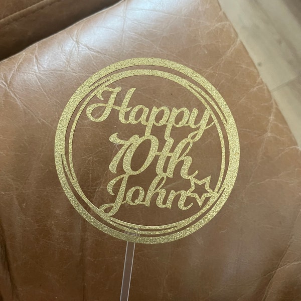 Personalised Birthday Cake Topper | Circle Design Cake Topper With Any ...