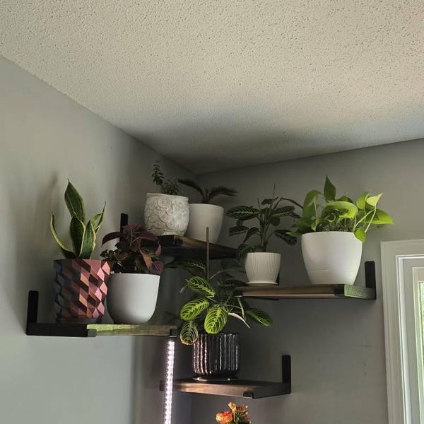 2 PACK Heavy-duty Floating Shelf Brackets, Industrial Metal J-shaped ...