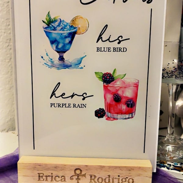 Personalized Bar Menu, Acrylic Cocktail Recipe Sign, Signature Cocktail ...