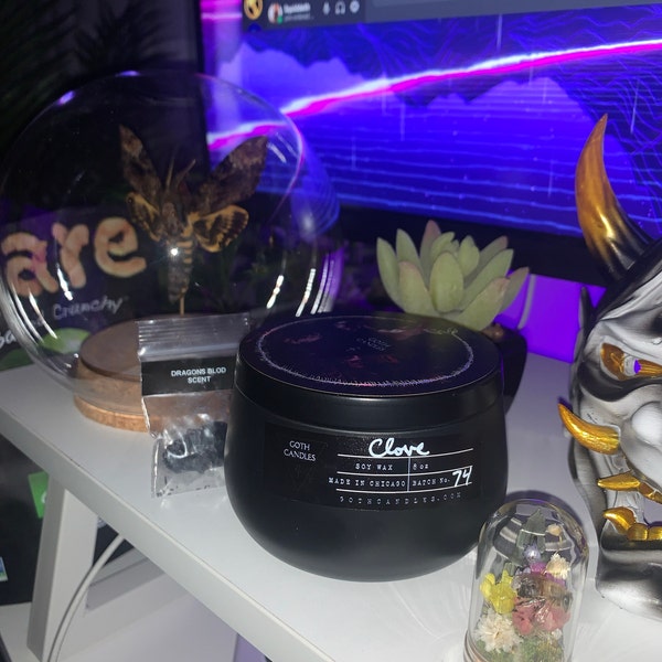 CLOVE | Goth Candles | Premium Soy Wax Black Candle 8 Oz - Etsy