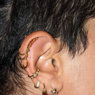 ASTM F136 Hoop With Chain Conch Hoop Conch Earring Conch - Etsy