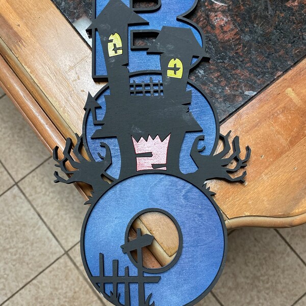 Haunted House "boo" Sign - Halloween - Laser Ready File - Glowforge and ...