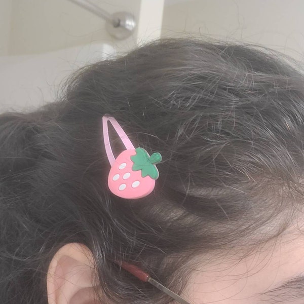 Strawberry Snap Hair Clips - Pack of 2 - Pink - Etsy UK