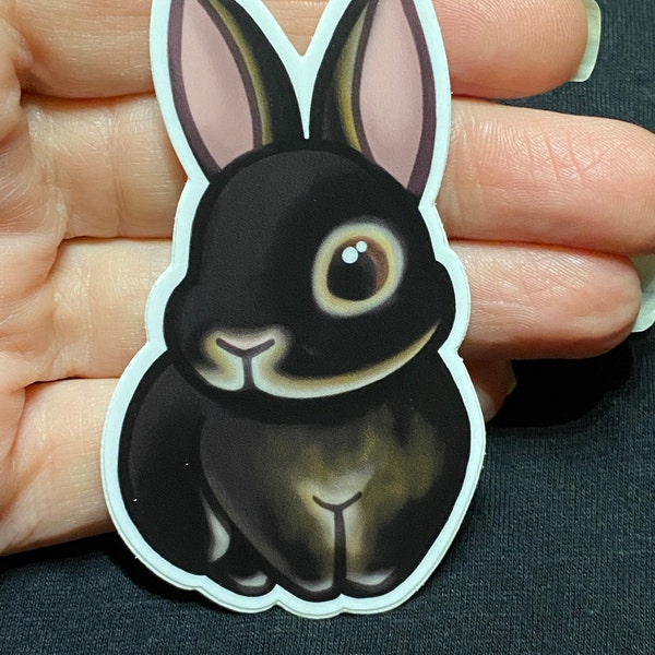 Black Otter Bunny Sticker; Cute Printed Vinyl Rabbit Sticker ...