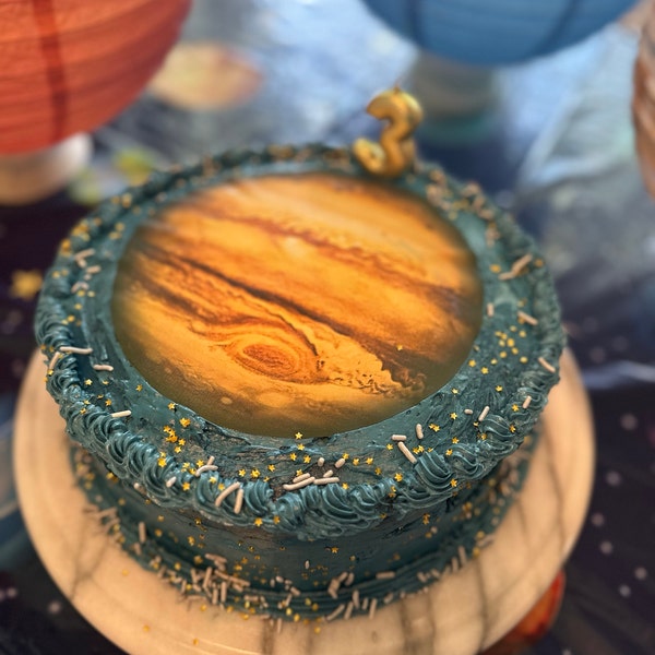 Jupiter Solar System Planet Birthday ~ Edible 2D Fondant Birthday Cake ...